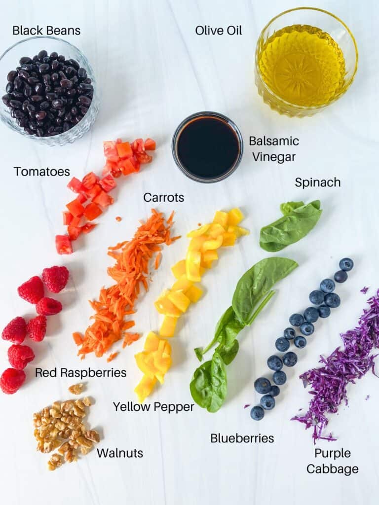 Rainbow Salad with Blueberry Vinaigrette